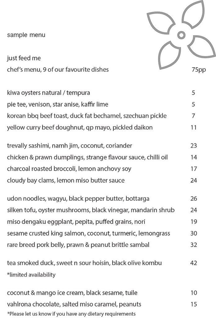 Menu - Koji Restaurant Wellington - Asian Fusion